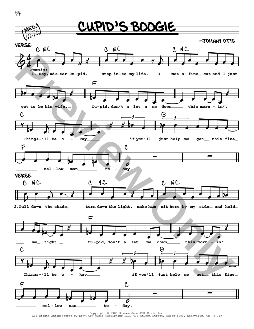 Cupid's Boogie P/V/G Sheet Music | J.W. Pepper