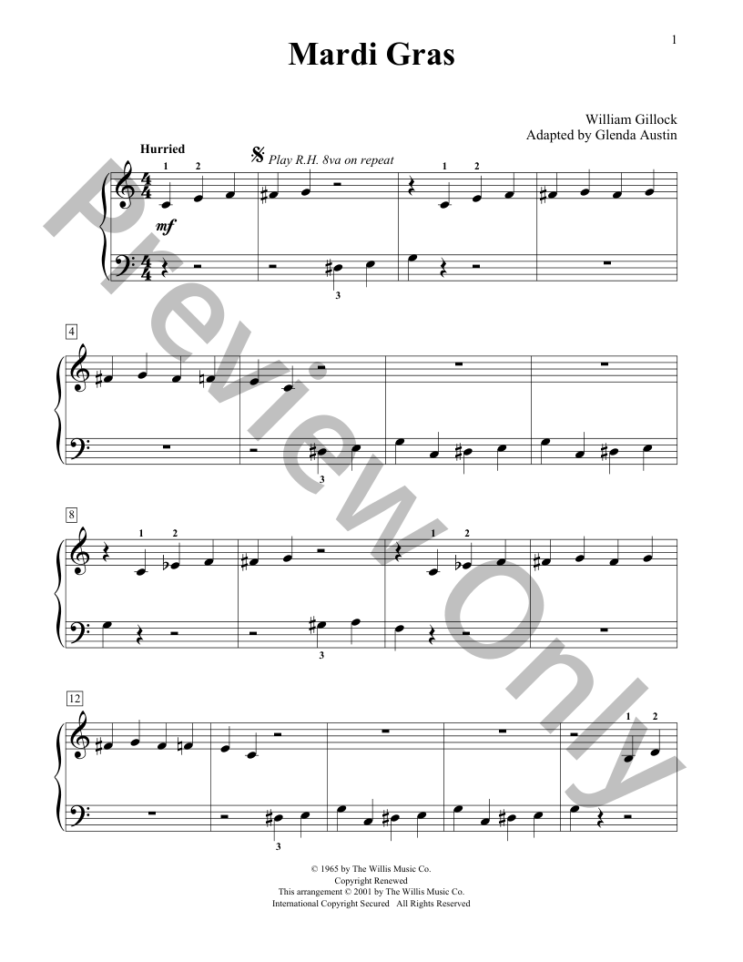 Mardi Gras Piano Solo EPRINT Piano Sheet Music | J.W. Pepper