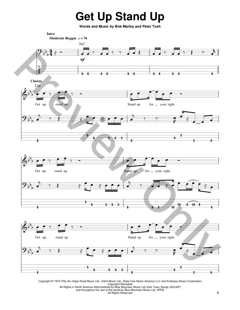 Get Up Stand Up Guitar/Fretted Sheet Music | J.W. Pepper