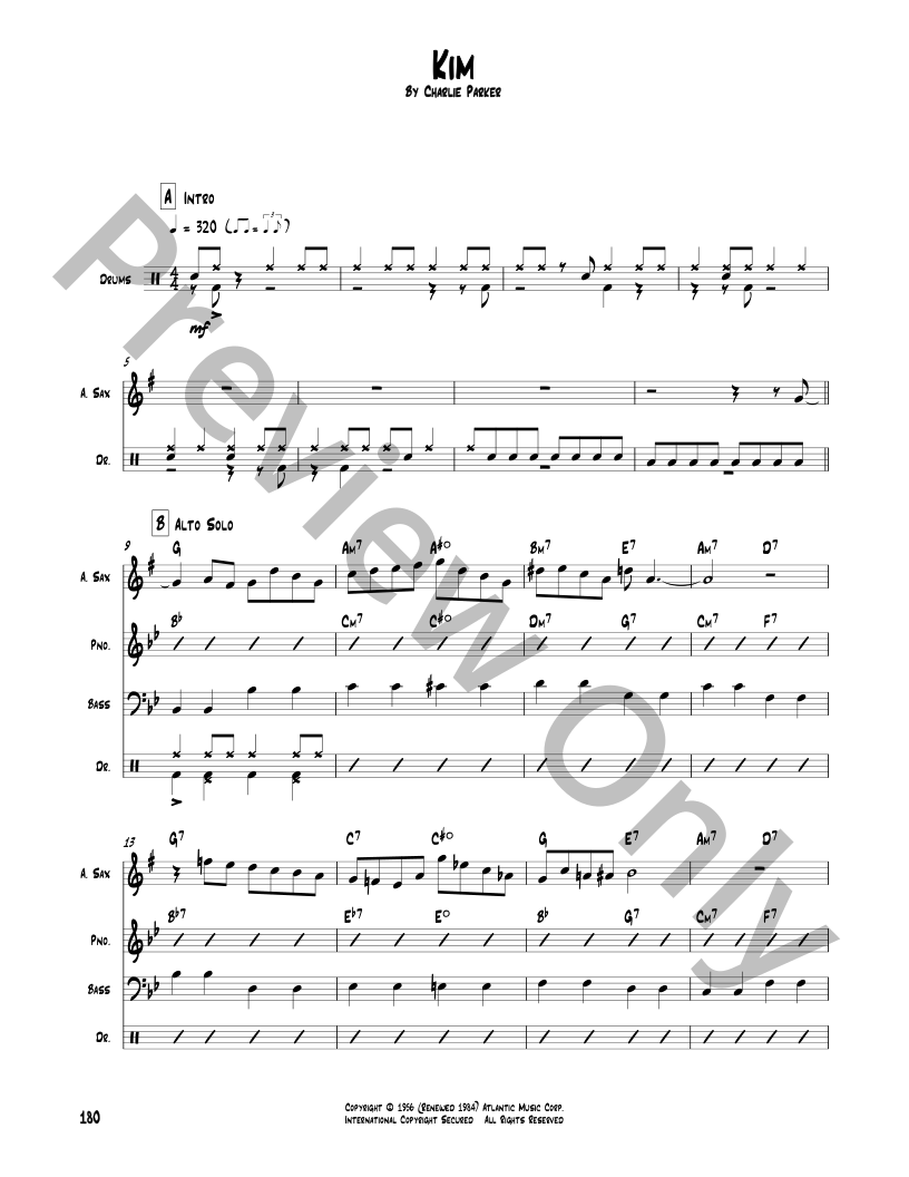Kim Alto Sax Solo EPRINT Sheet Music | J.W. Pepper