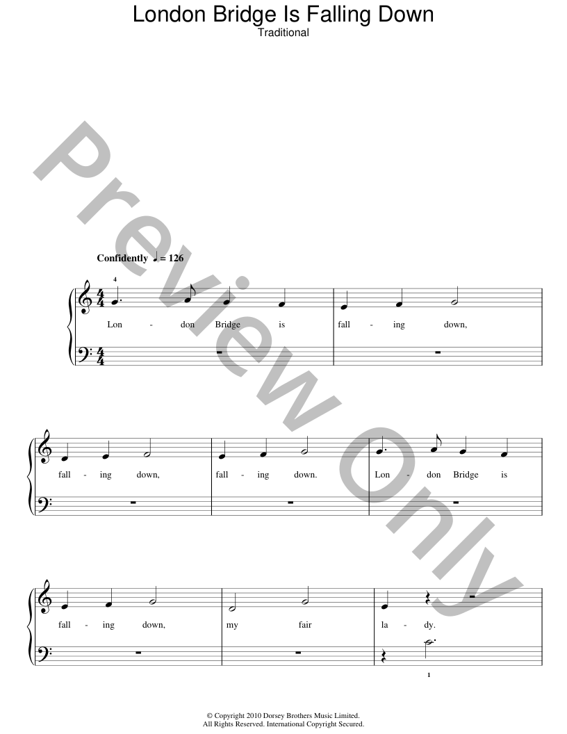London Bridge Easy Piano Sheet Music | J.W. Pepper