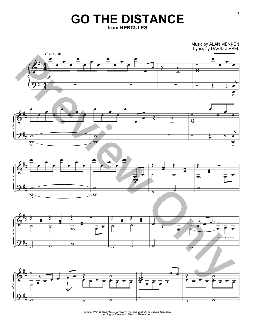 Go The Distance (Classical Version) EPRINT Piano Sheet Music | J.W. Pepper