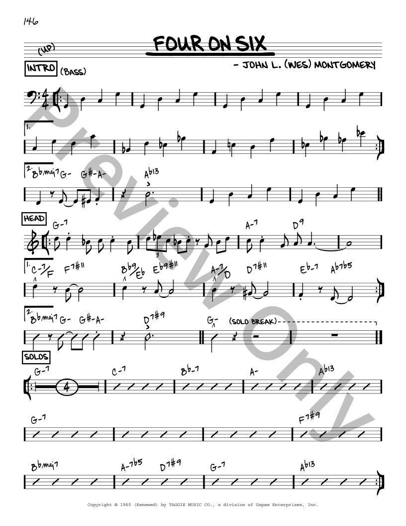 Four On Six Reharmonized Version | J.W. Pepper