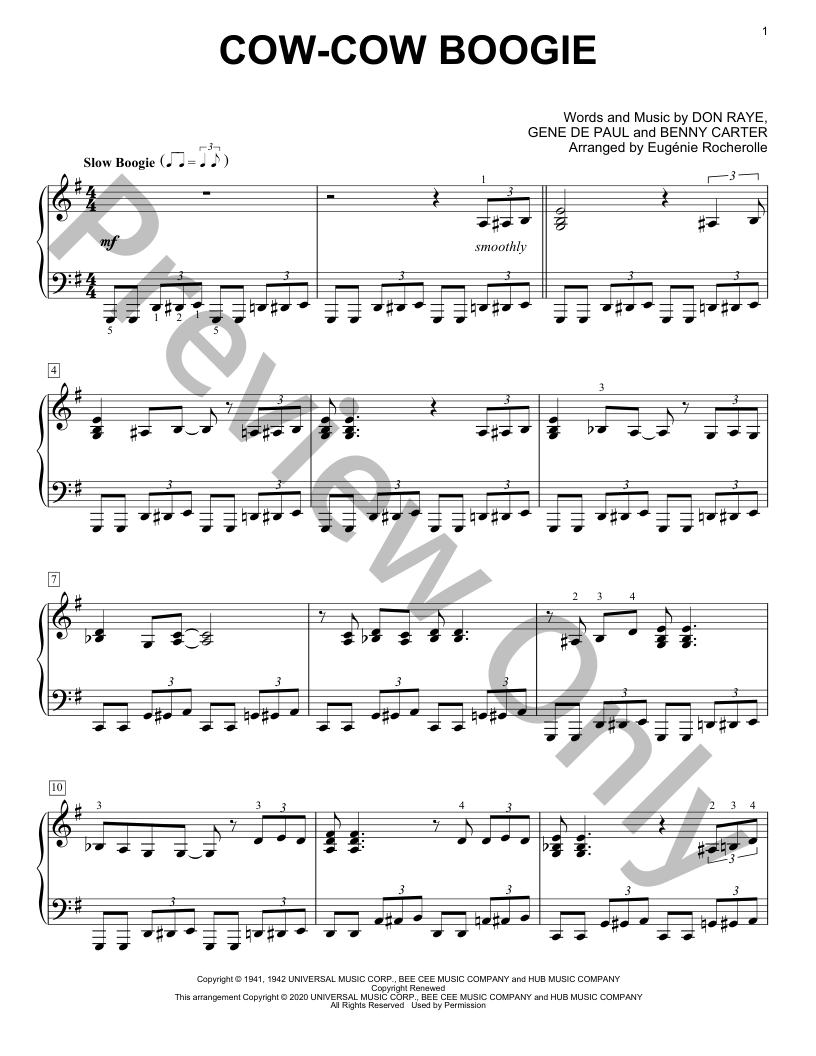 Cow Cow Boogie (Boogie Woogie Version) EPRINT | J.W. Pepper