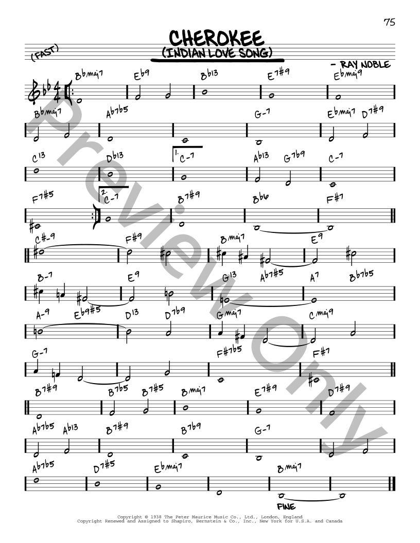 Cherokee (Indian Love Song) (Reharmonized Version) EPRINT | J.W. Pepper