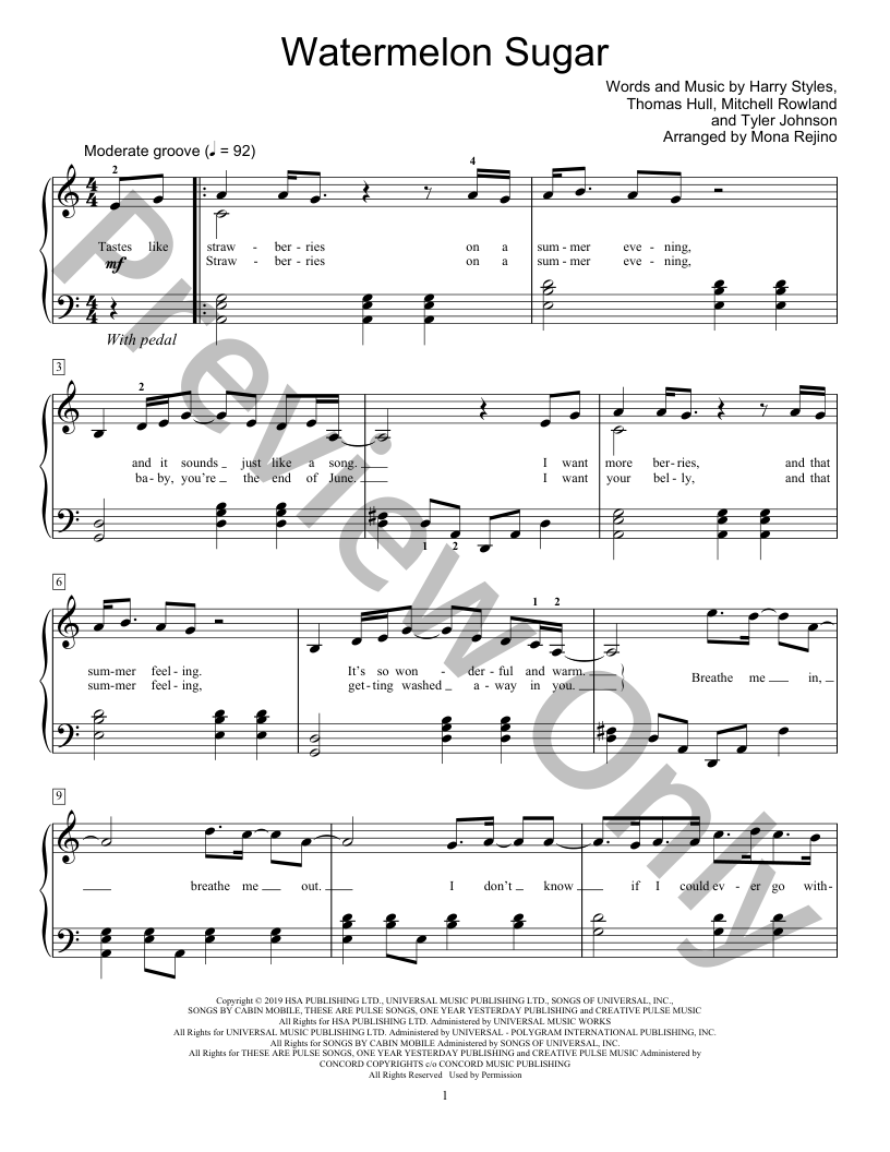 Watermelon Sugar Piano Sheet Music | J.W. Pepper