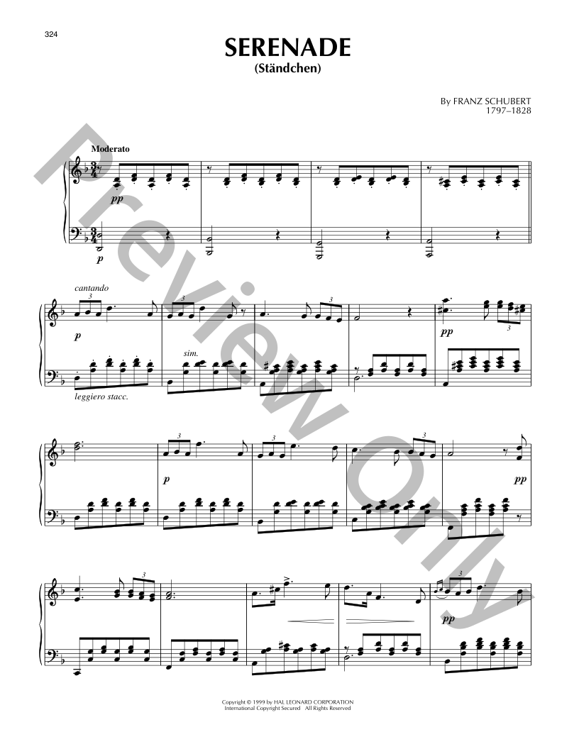 Serenade (Standchen) Piano Solo EPRINT Piano Sheet Music | J.W. Pepper