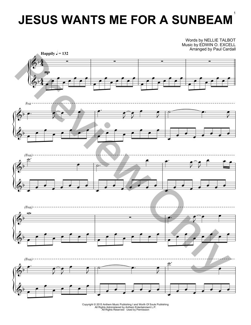 Jesus Wants Me For A Sunbeam Piano Solo EPRINT | J.W. Pepper