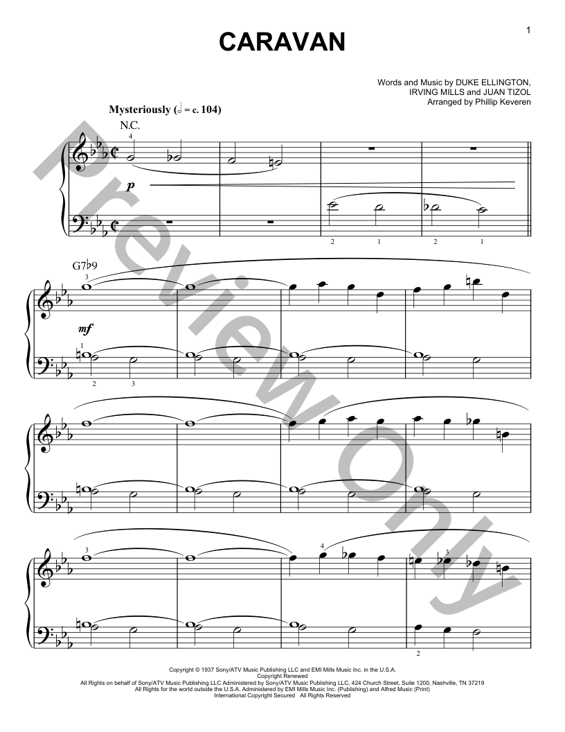 Caravan Easy Piano Solo EPRINT Easy Piano Sheet Music | J.W. Pepper