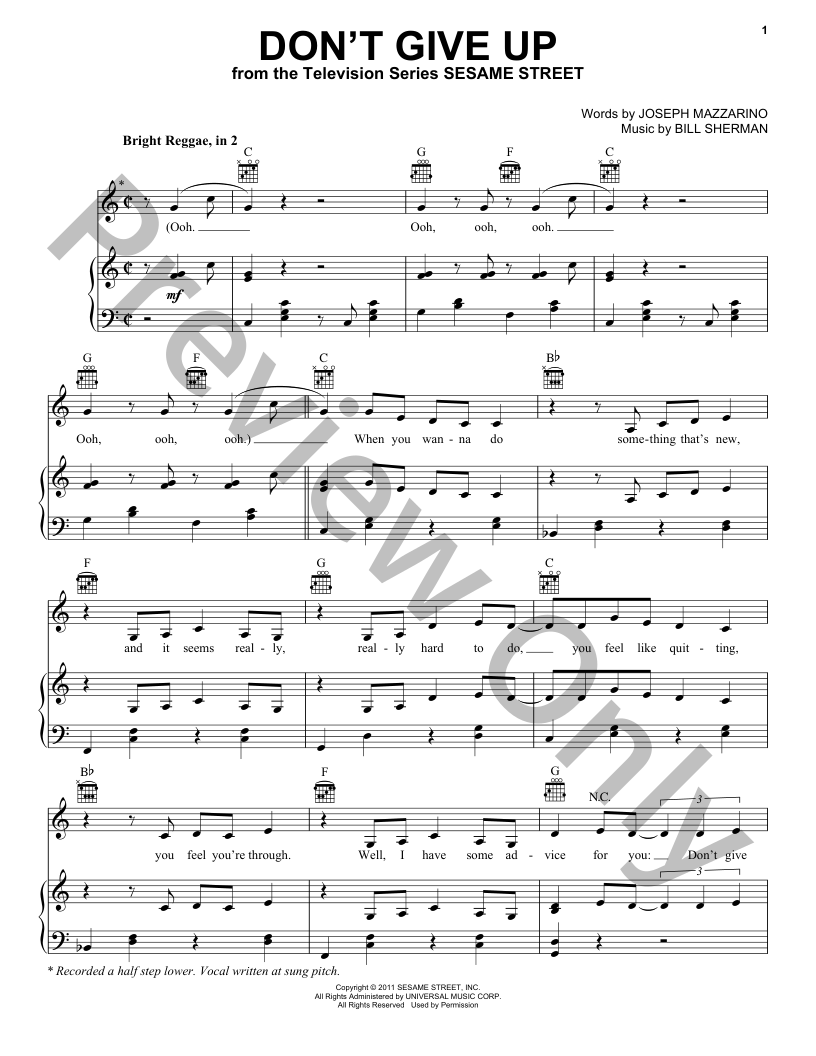 Don't Give Up P/V/G Sheet Music | J.W. Pepper