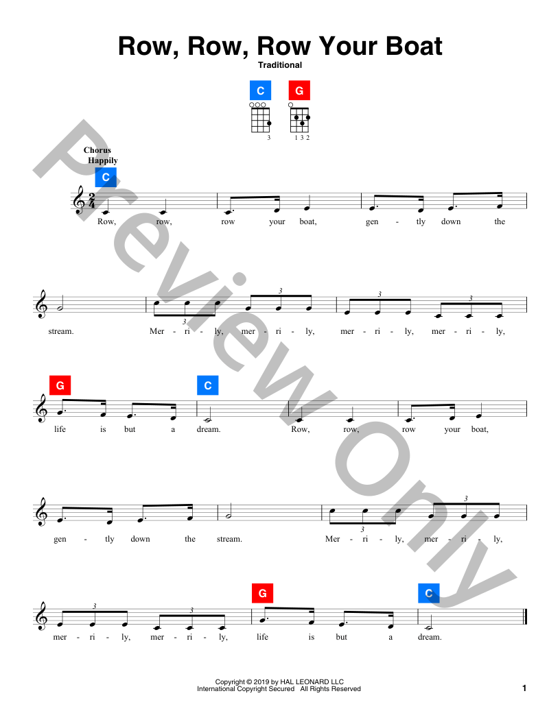 Row, Row, Row Your Boat ChordBuddy EPRINT | J.W. Pepper