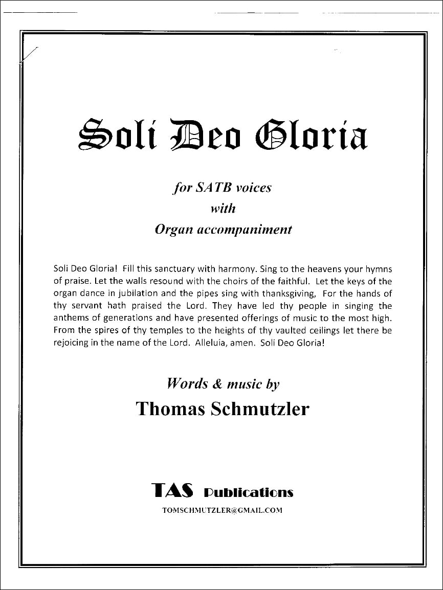 Soli Deo GLoria Choral Sheet Music | J.W. Pepper