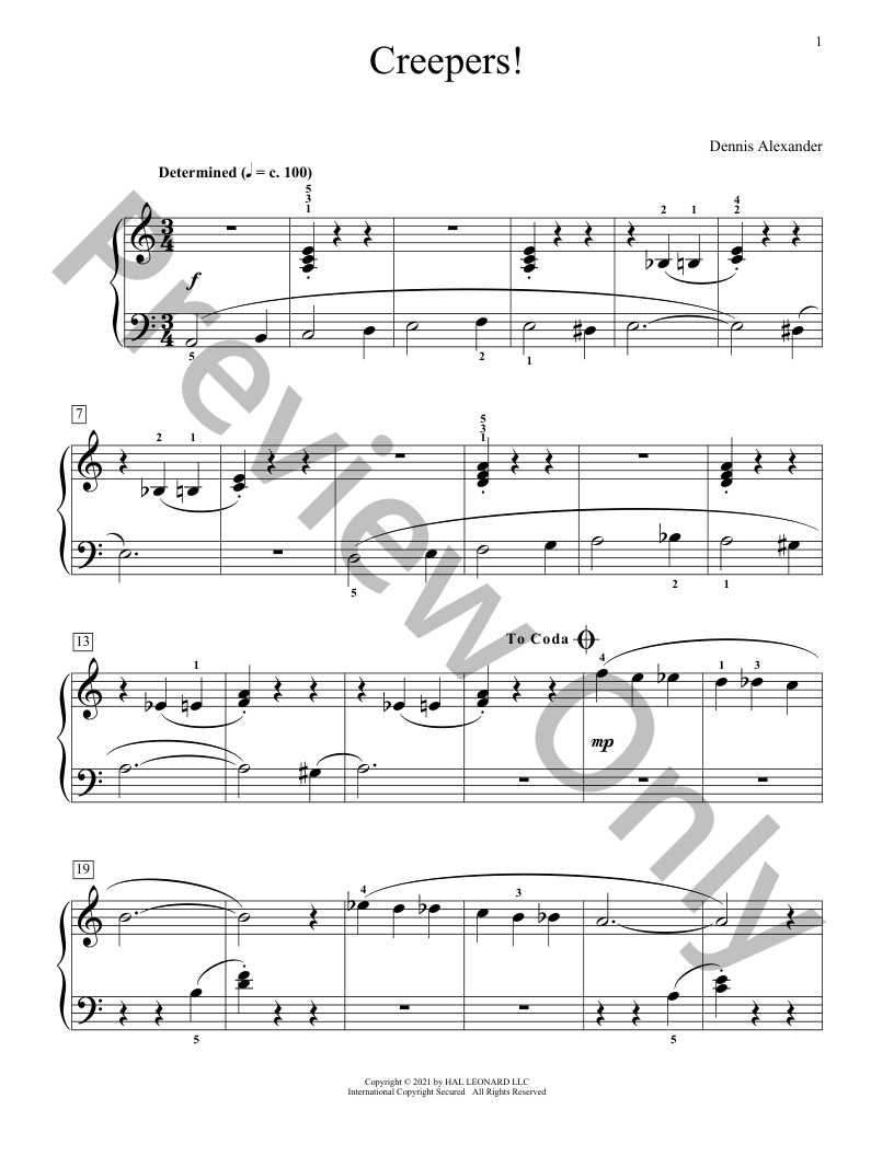 Creepers Piano Sheet Music | J.W. Pepper