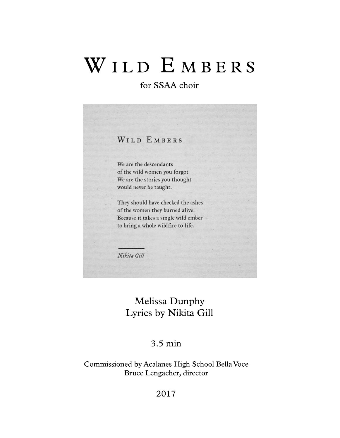 Wild Embers Choral Sheet Music | J.W. Pepper