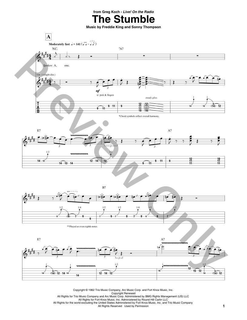 The Stumble Guitar/Fretted Sheet Music | J.W. Pepper