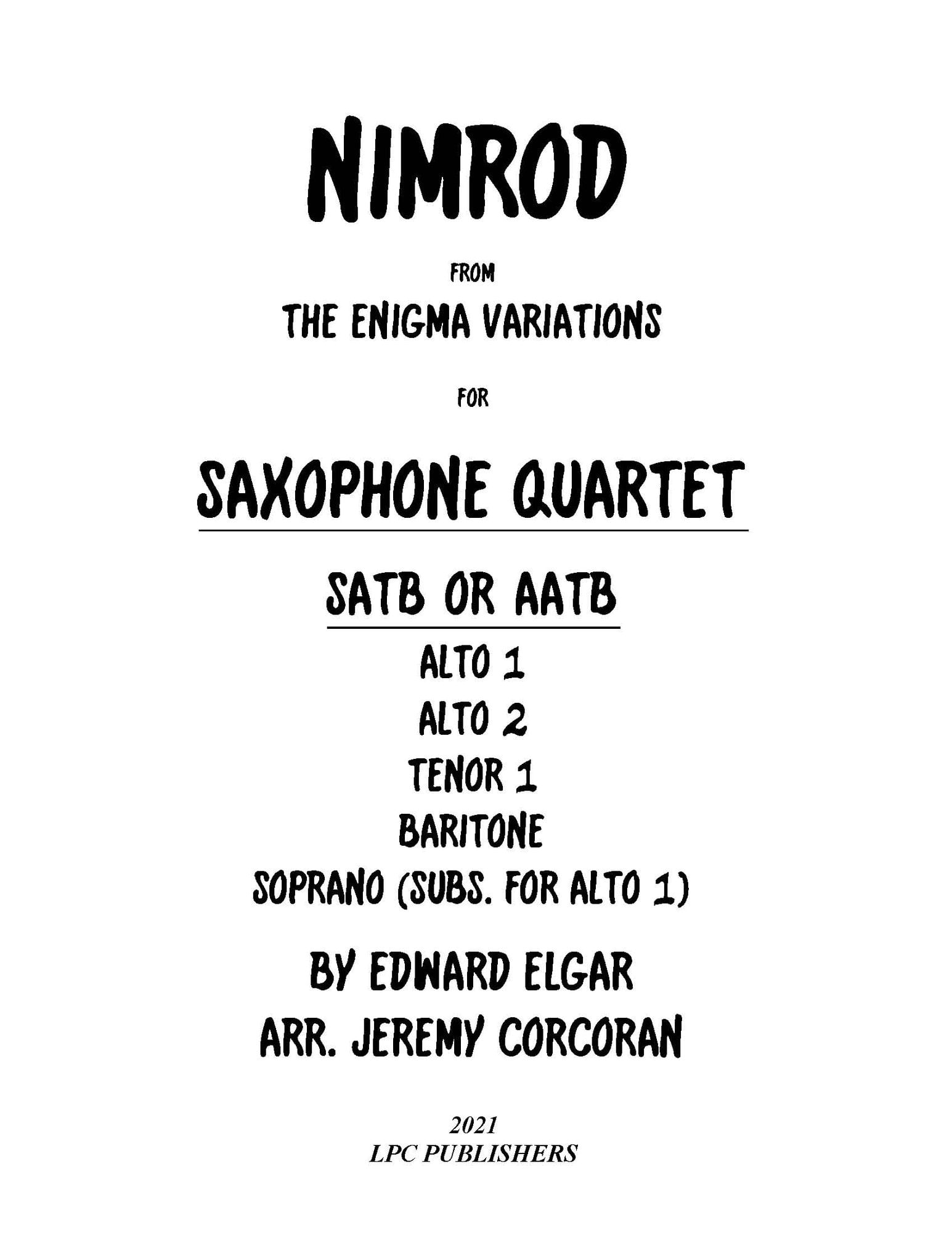 Nimrod from the Enigma Variations for Saxophone Quartet | J.W. Pepper