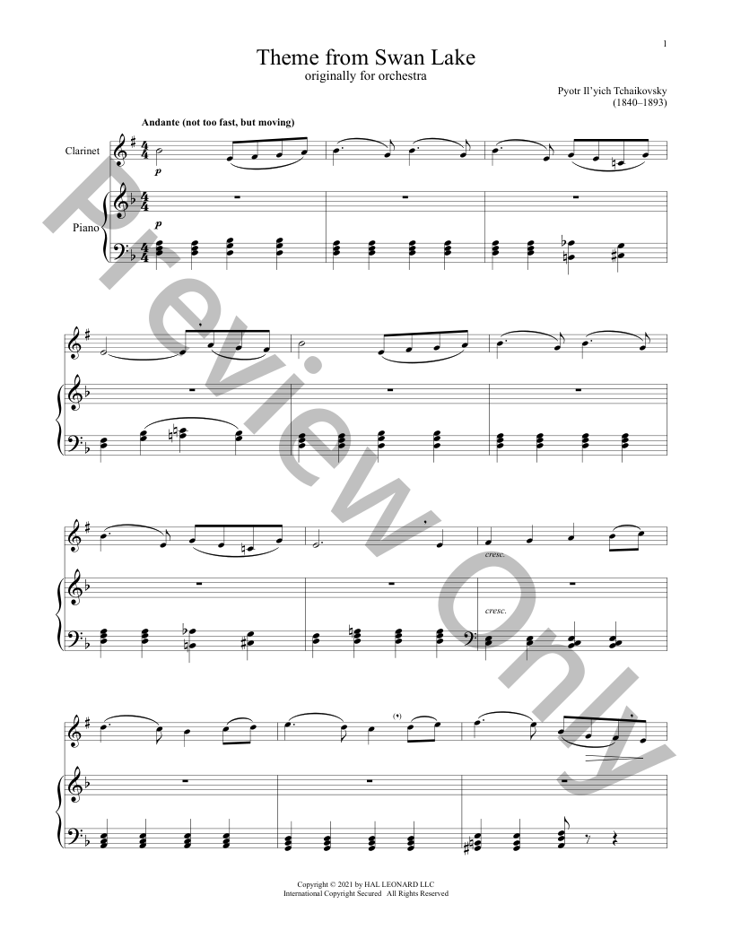 Theme From Swan Lake Sheet Music | J.W. Pepper