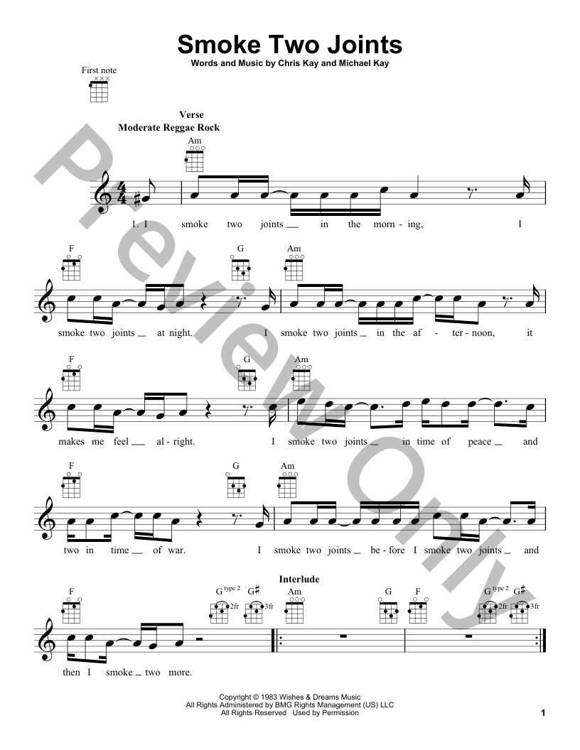 Smoke Two Joints Guitar/Fretted Sheet Music | J.W. Pepper