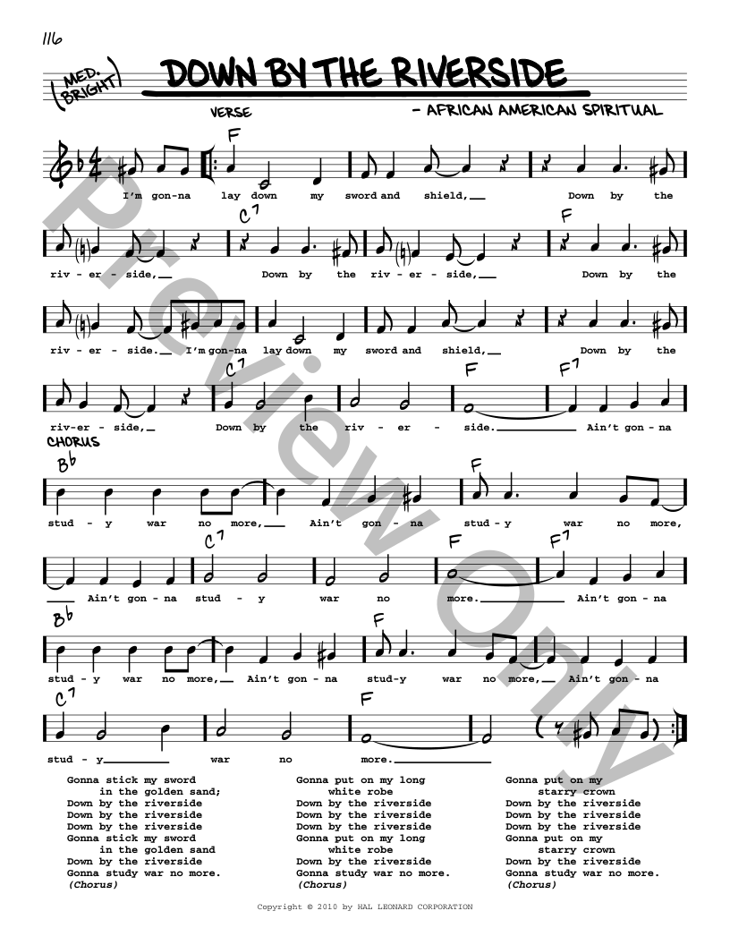 Down By The Riverside P/V/G Sheet Music | J.W. Pepper