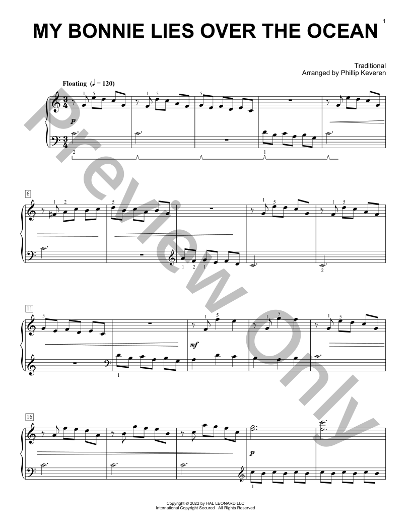 My Bonnie Lies Over The Ocean | J.W. Pepper