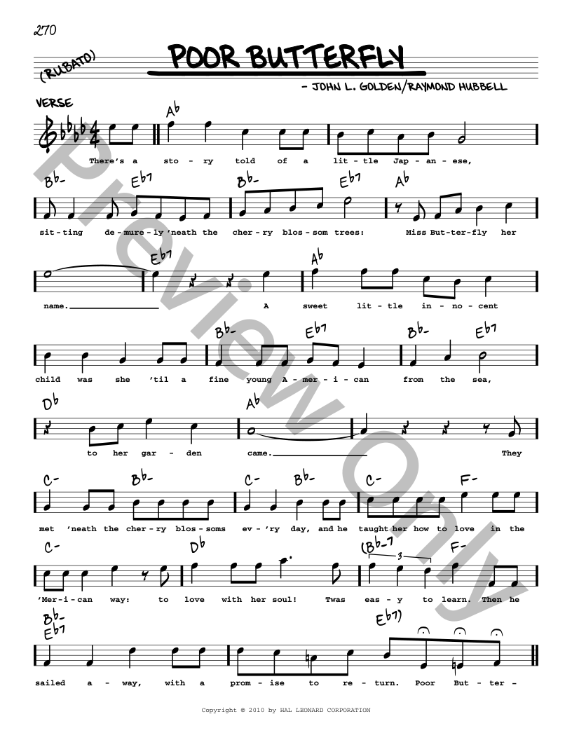 Poor Butterfly P/V/G Sheet Music | J.W. Pepper