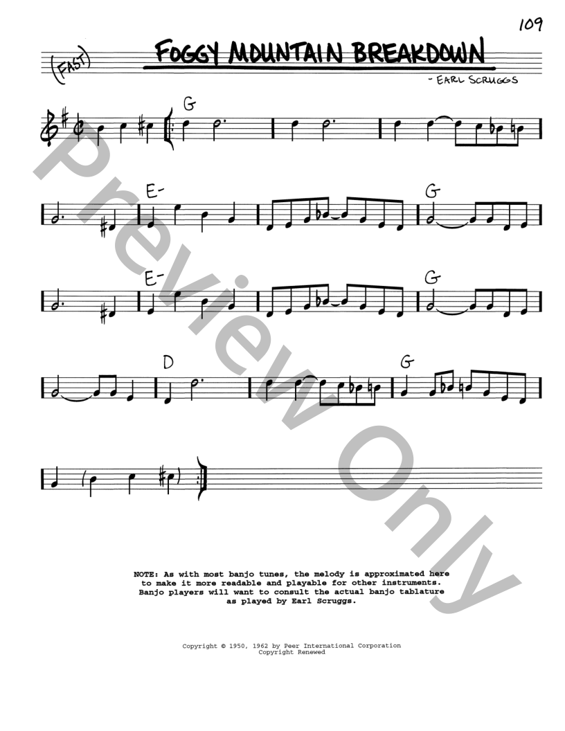 Foggy Mountain Breakdown P/V/G Sheet Music | J.W. Pepper