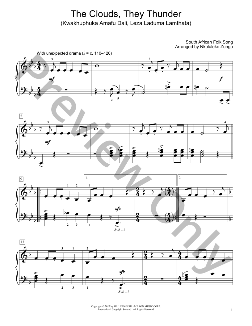 The Clouds, They Thunder (Kwakhuphuka Amafu Dali, Leza Laduma Lamthata) | J.W. Pepper