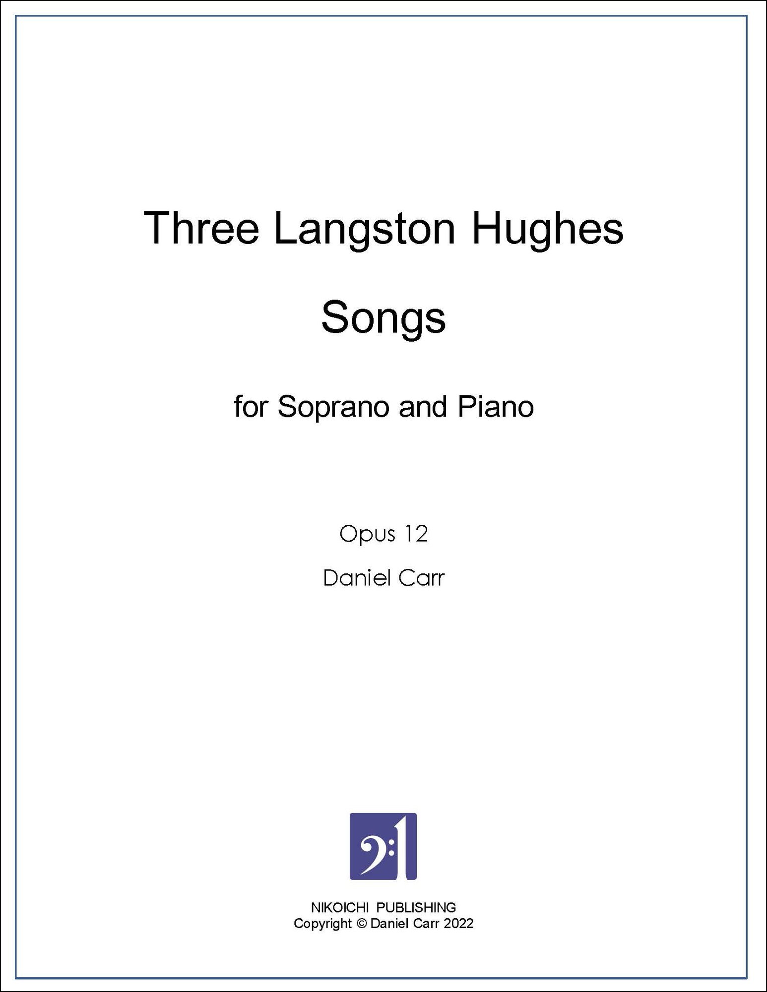Three Langston Hughes Songs for Soprano and Piano Vocal Sheet Music | J ...