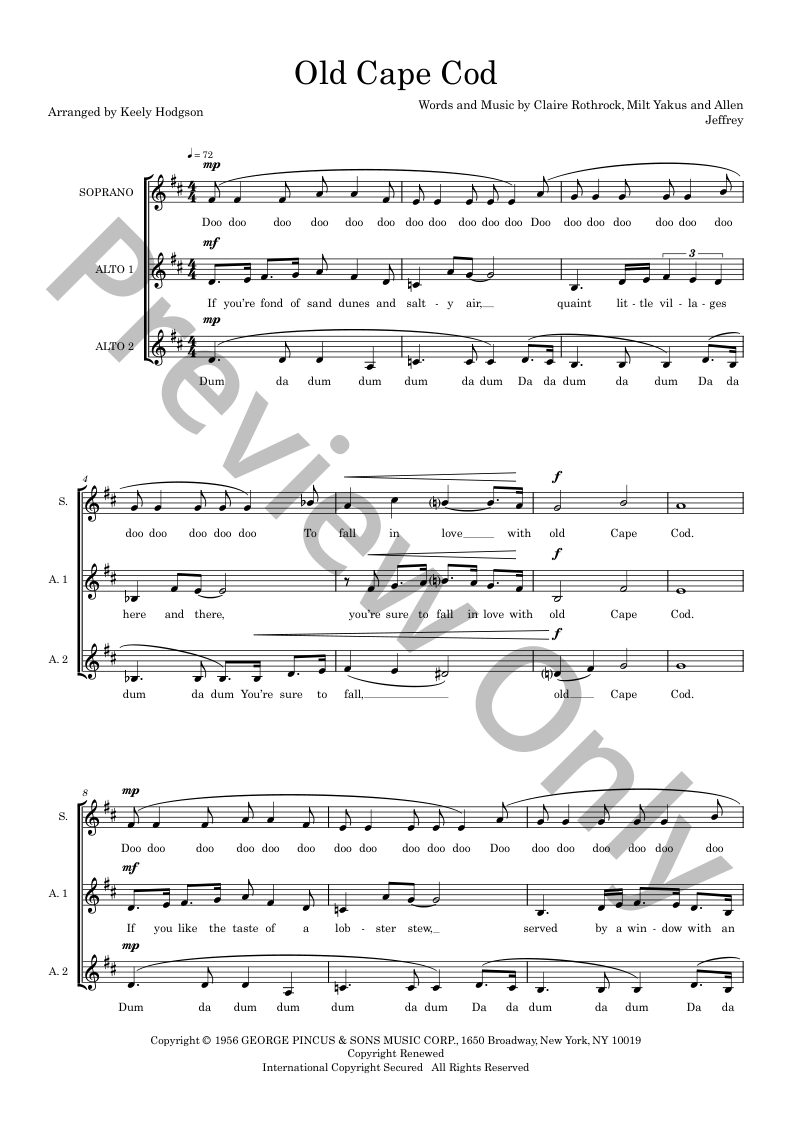 Old Cape Cod Choral Sheet Music | J.W. Pepper