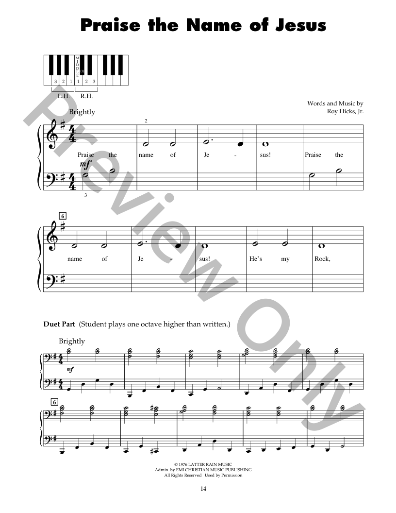 Praise The Name Of Jesus Five Finger Piano Sheet Music | J.W. Pepper