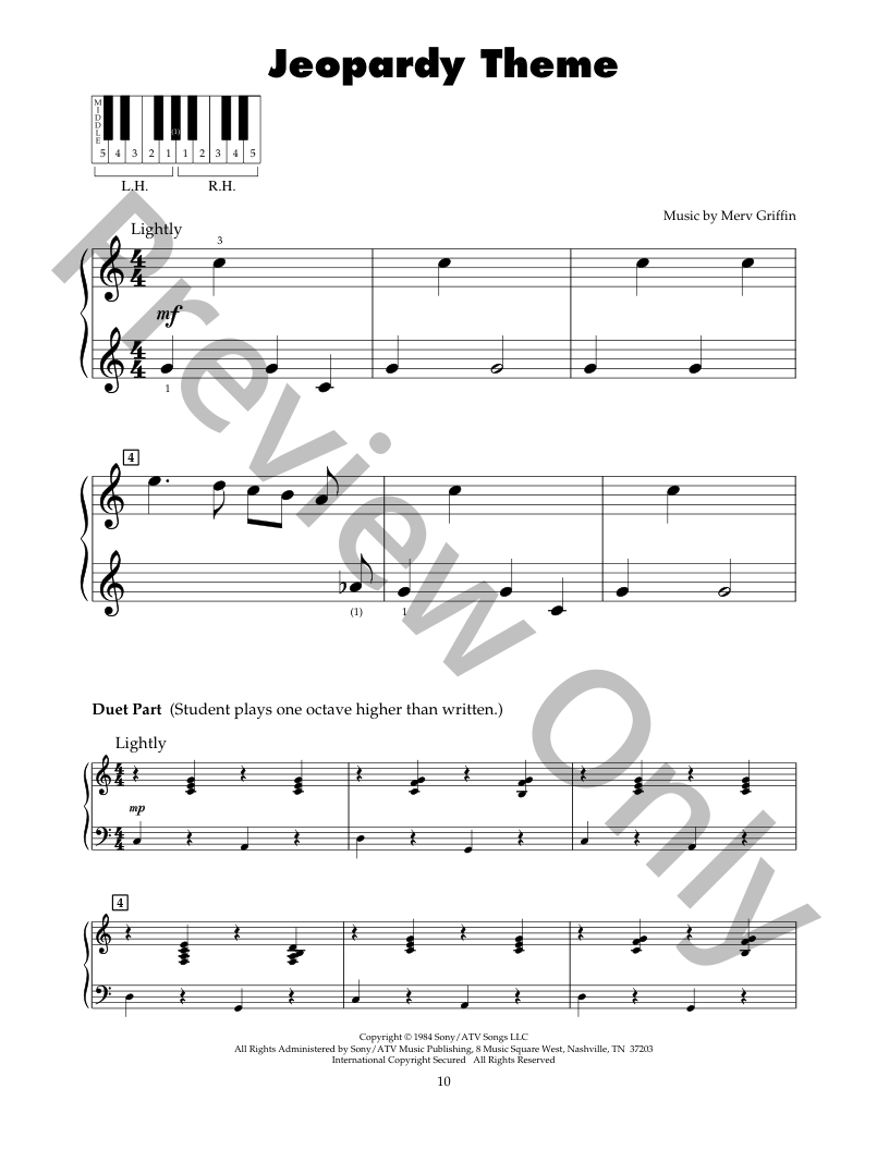 Jeopardy Theme Five Finger Piano Sheet Music | J.W. Pepper