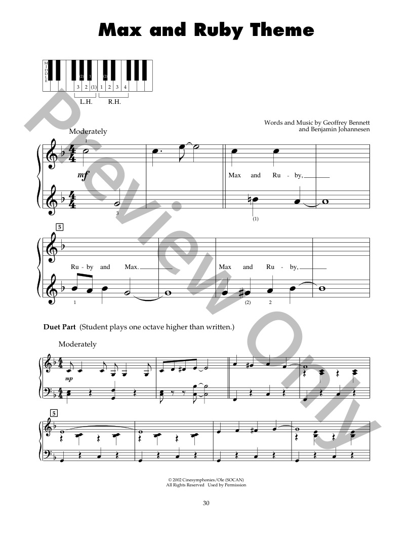 Max And Ruby Theme Five Finger Piano Sheet Music | J.W. Pepper