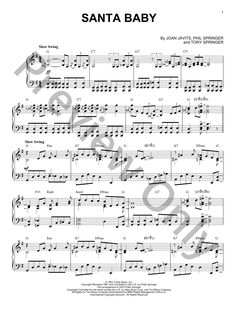 Santa Baby (Boogie Woogie version) Piano Sheet Music | J.W. Pepper