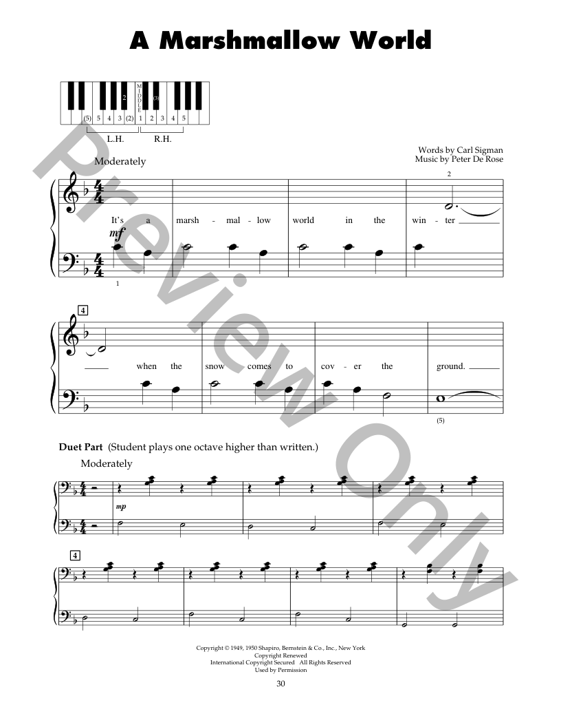 A Marshmallow World Five Finger Piano Sheet Music | J.W. Pepper