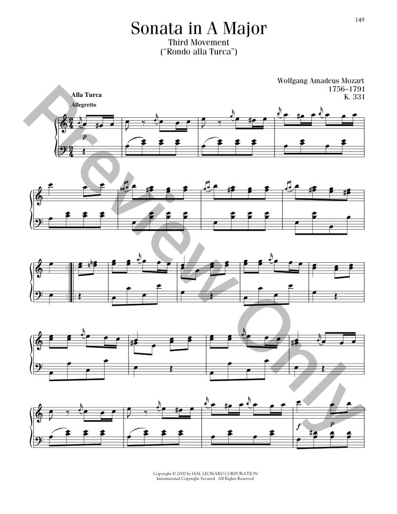 Rondo: Allegretto (Alla Turca), K 331 | J.W. Pepper