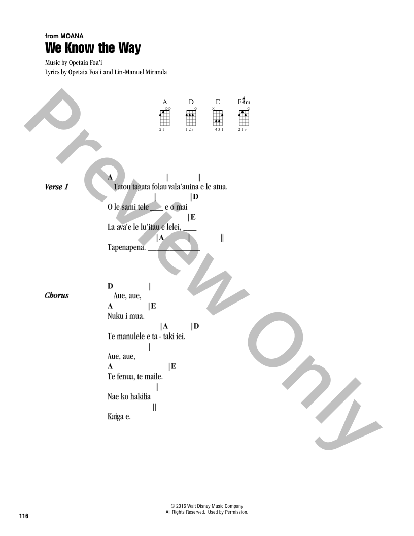 We Know The Way Guitar/Fretted Sheet Music | J.W. Pepper