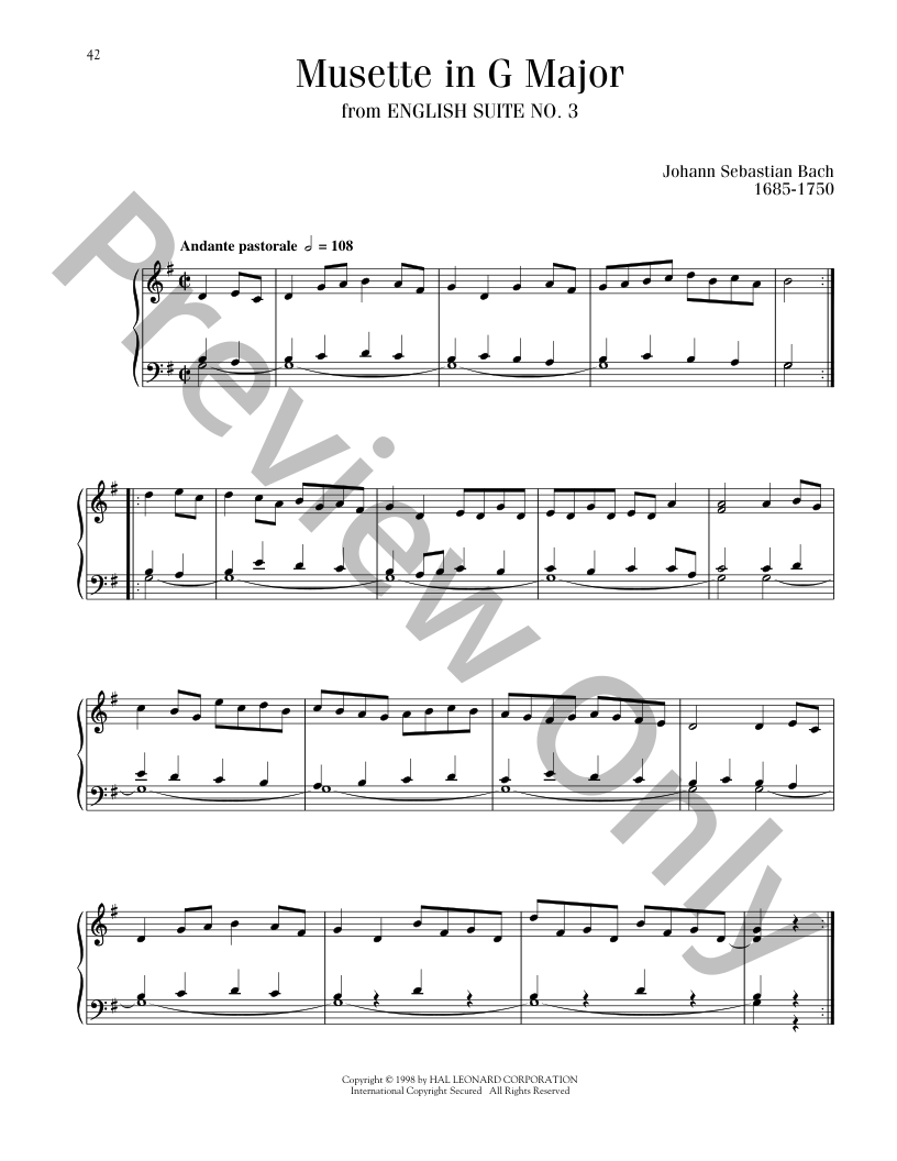 Musette in G Major Piano Sheet Music | J.W. Pepper