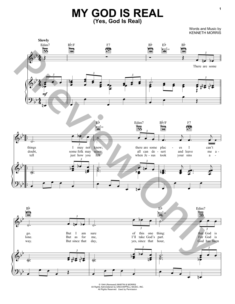 My God Is Real (Yes, God Is Real) P/V/G Sheet Music | J.W. Pepper