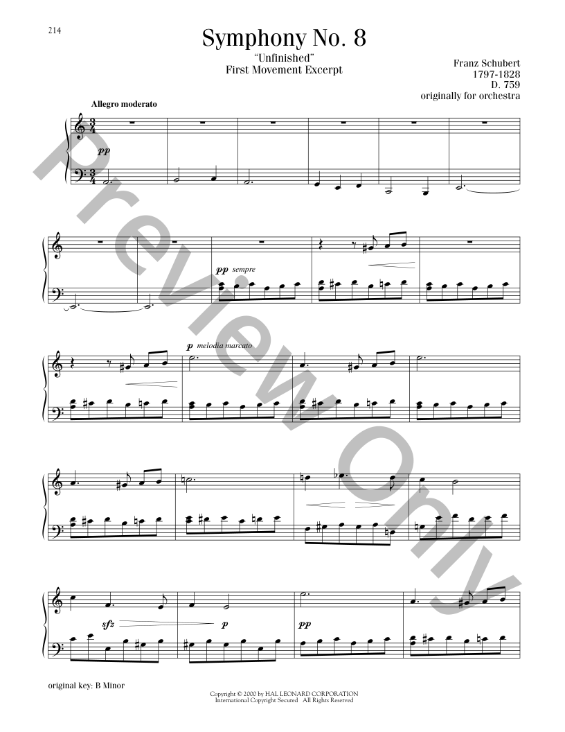 The Unfinished Symphony (Theme) Piano Sheet Music | J.W. Pepper