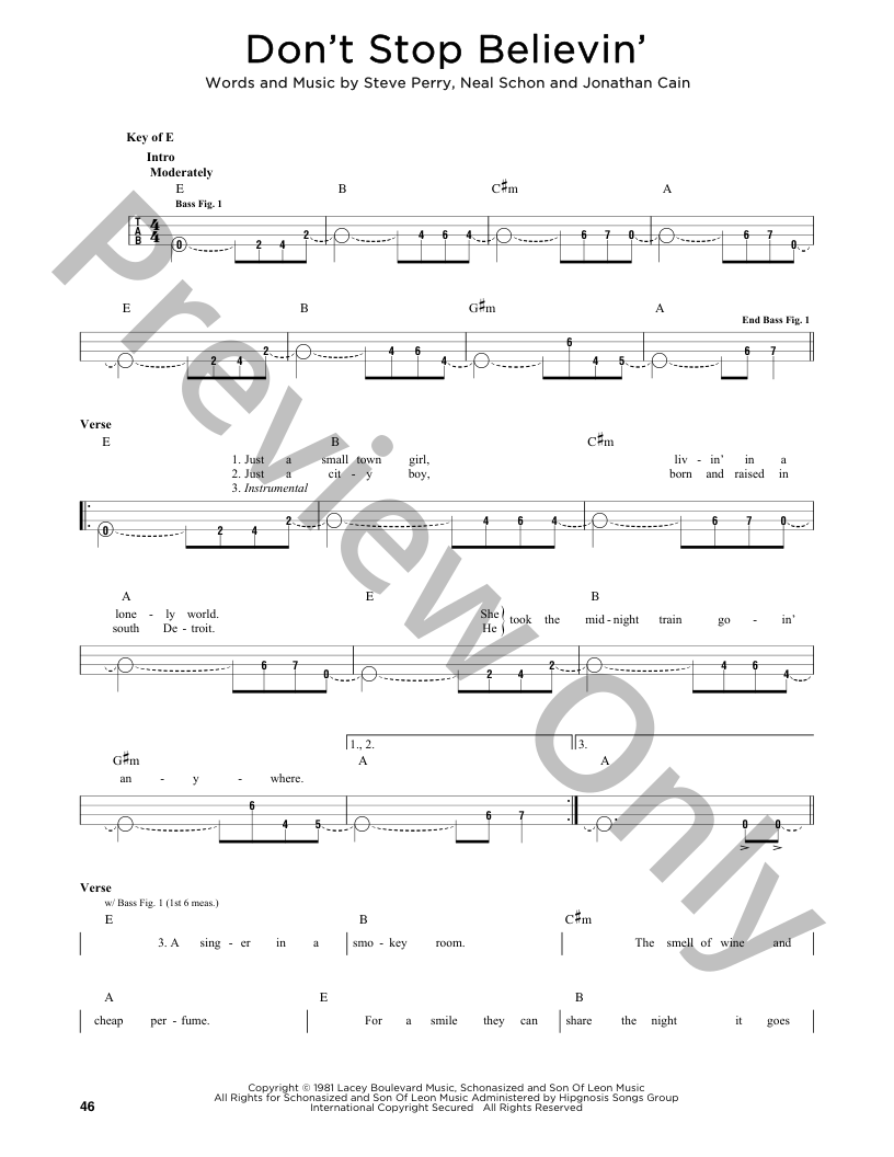 Don't Stop Believin' Guitar/Fretted Sheet Music | J.W. Pepper