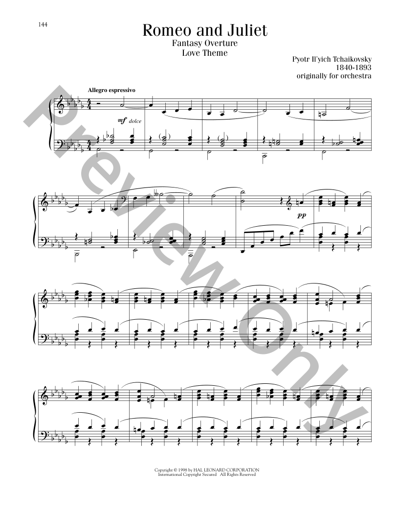 Romeo And Juliet (Love Theme) Piano Sheet Music | J.W. Pepper