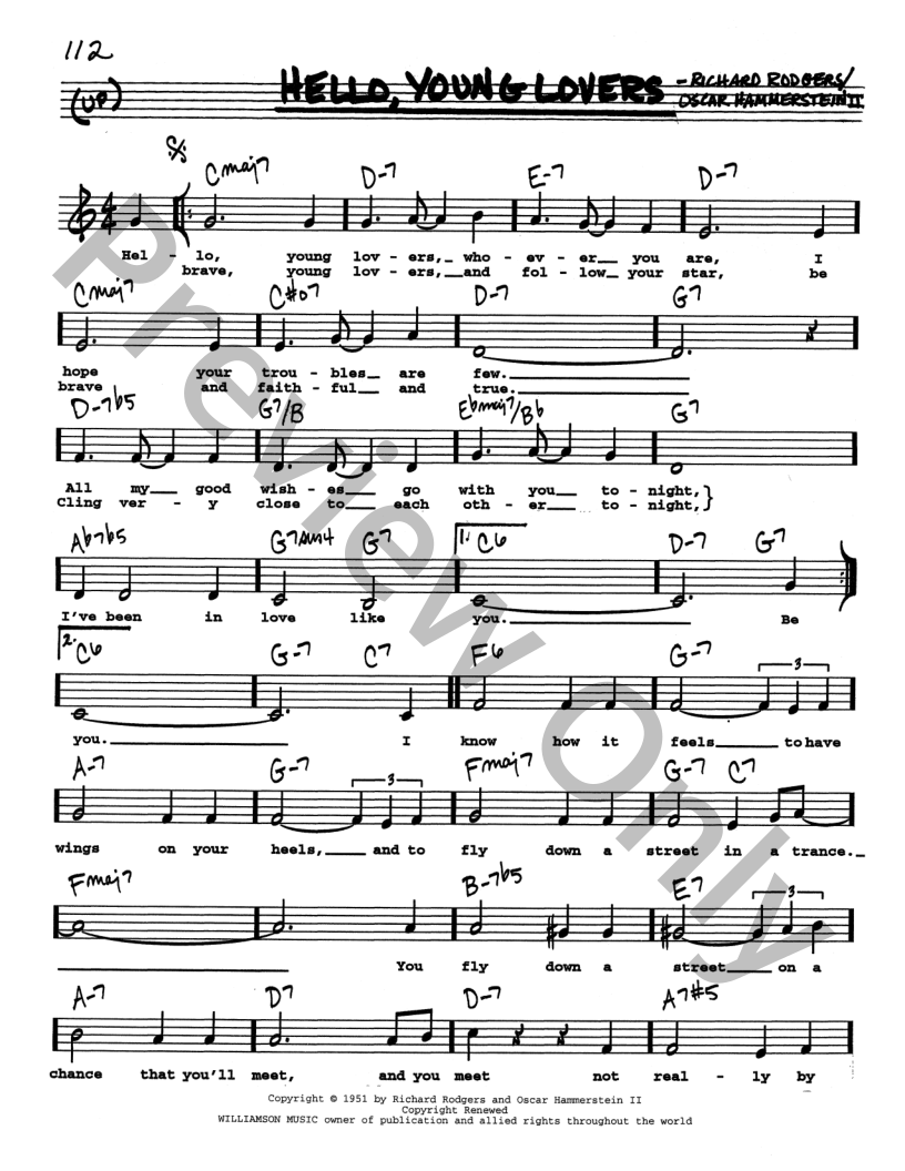 Hello, Young Lovers P/V/G Sheet Music | J.W. Pepper