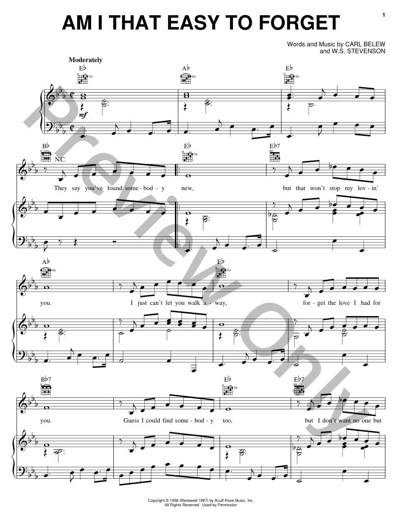 Am I that Easy to Forget P/V/G Sheet Music | J.W. Pepper