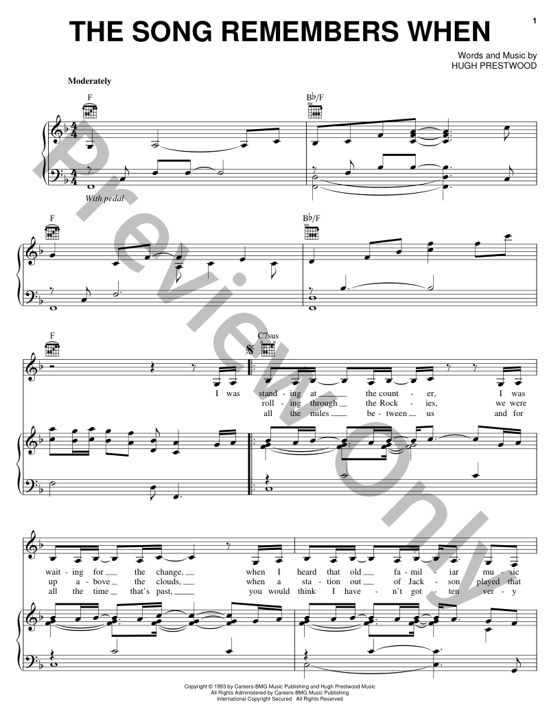 The Song Remembers When P/V/G Sheet Music | J.W. Pepper