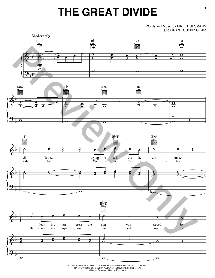 The Great Divide P/V/G Sheet Music | J.W. Pepper