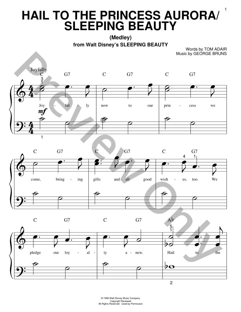 Hail to the Princess Aurora Big Note Piano Sheet Music | J.W. Pepper