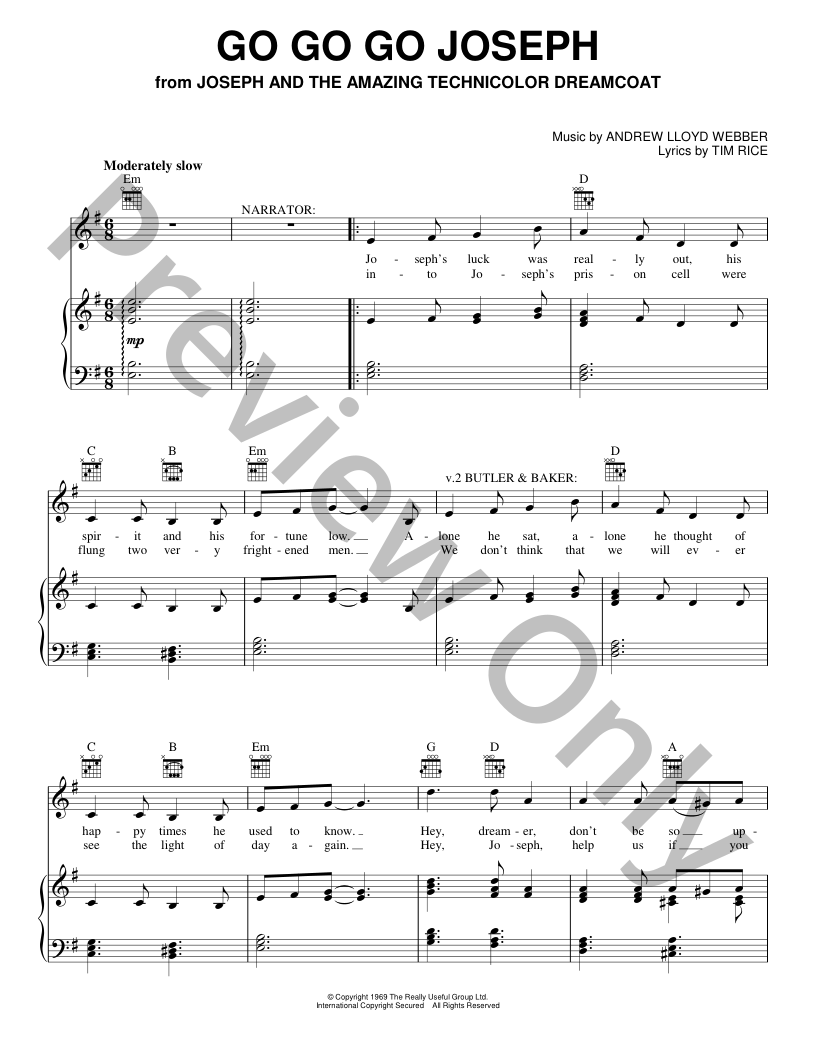 Go Go Go Joseph P/V/G Sheet Music | J.W. Pepper