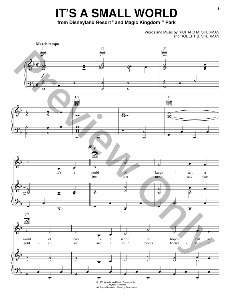 It's a Small World P/V/G Sheet Music | J.W. Pepper