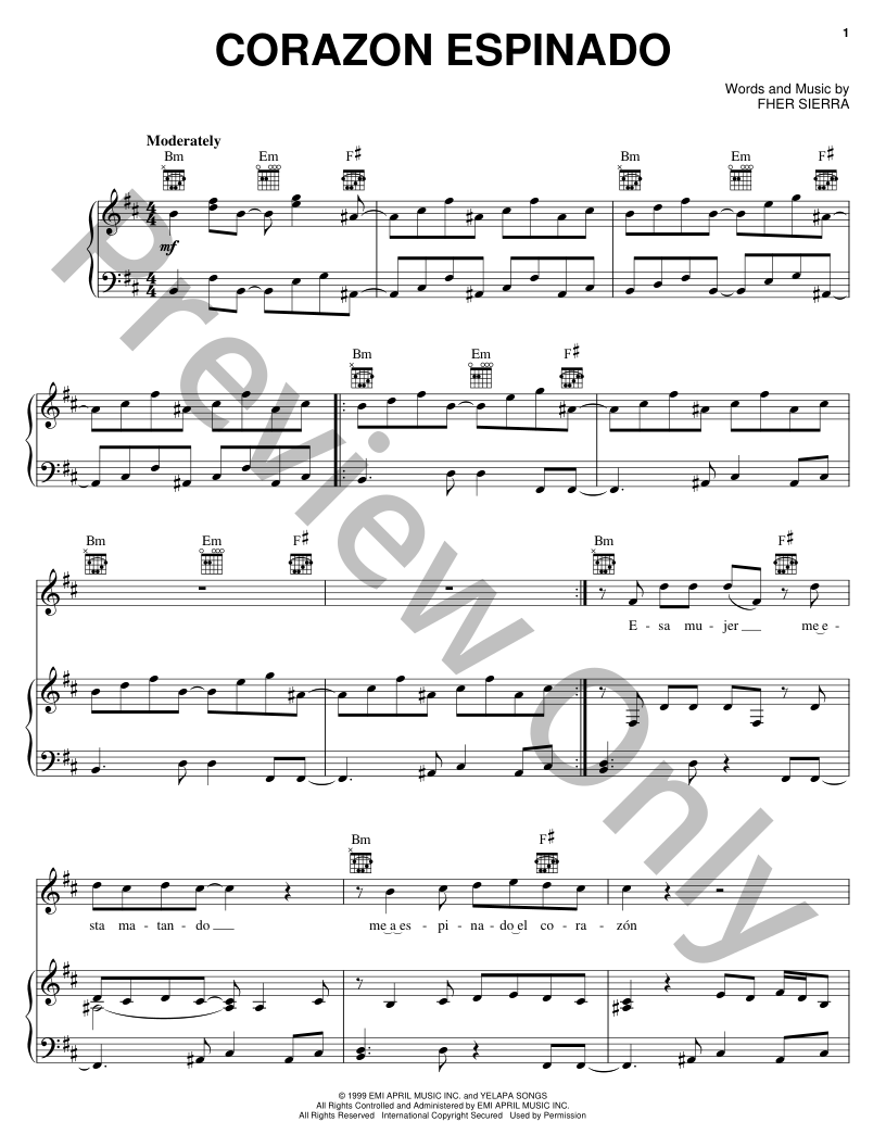 Corazon Espinado P/V/G Sheet Music | J.W. Pepper