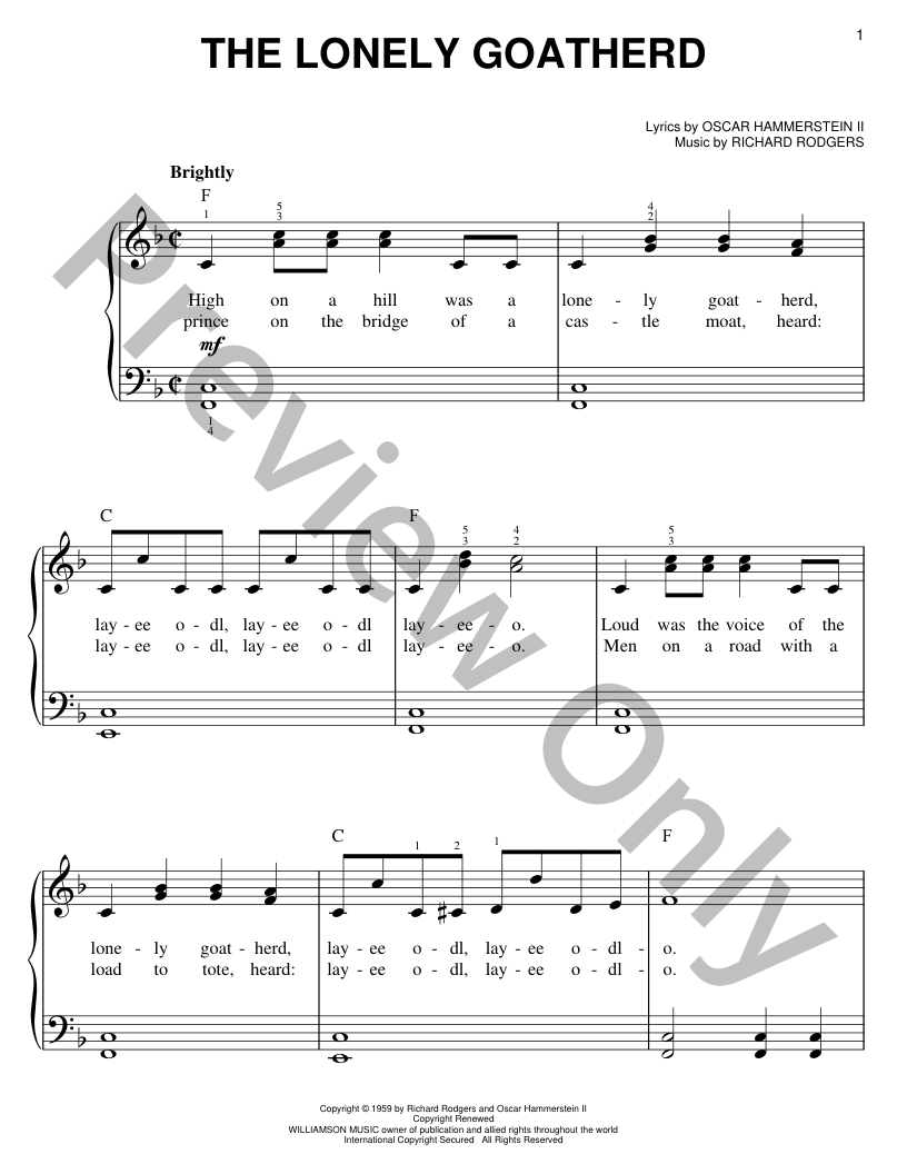 The Lonely Goatherd Piano Sheet Music | J.W. Pepper